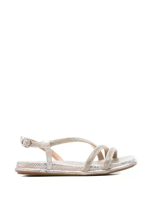 ALMA EN PENA Crystal-embellished Snakeskin-effect Slingback Sandals