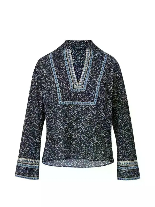 Veronica Beard Cyra Floral Print Blouse - Blue