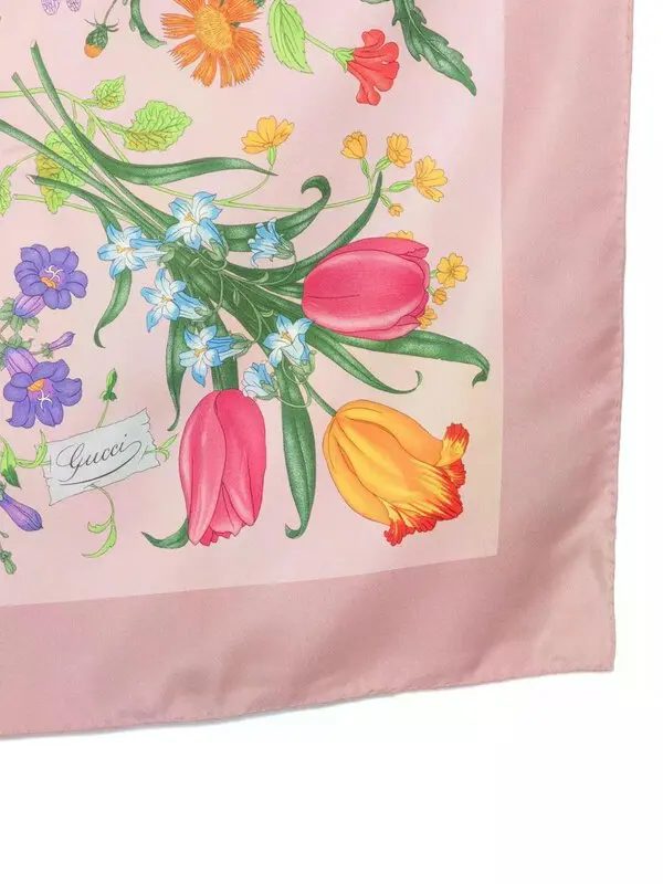 Gucci Flora-print Silk Scarf