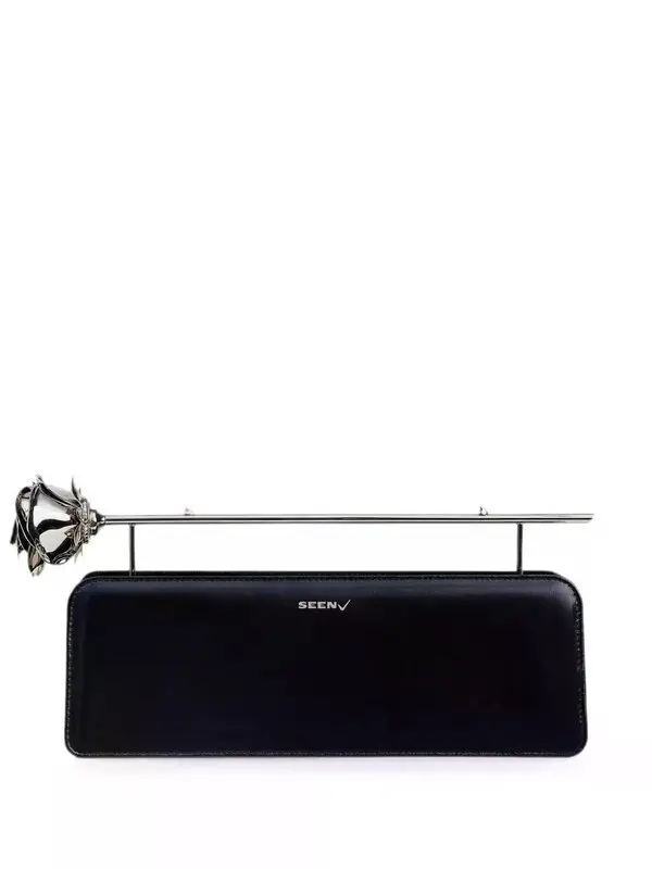 SEEN USERS Rose 11 Floral-detail Clutch Bag - Black