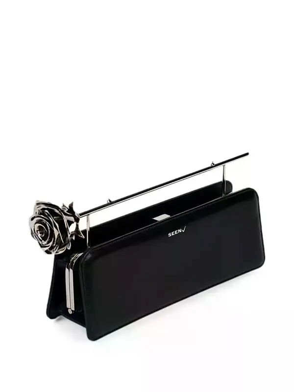 SEEN USERS Rose 11 Floral-detail Clutch Bag - Black