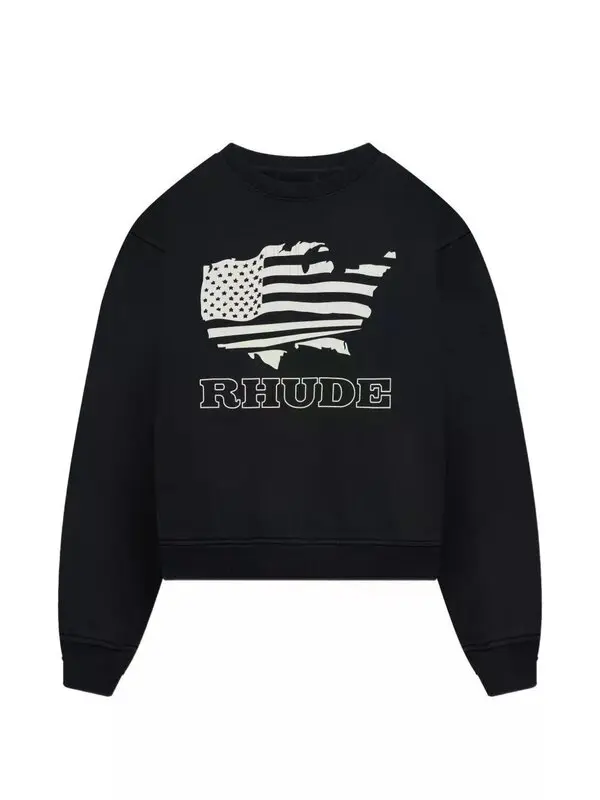 Rhude Graphic Print Crew Neck Sweatshirt - Black