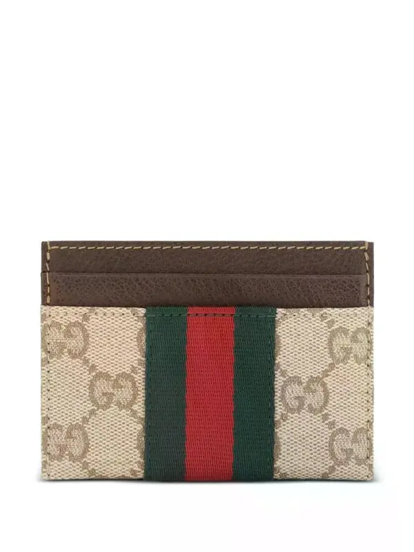 Gucci Web-stripe Card Holder - Neutrals