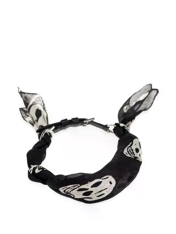 Alexander McQueen Skull Print Silk-wrapped Bracelets