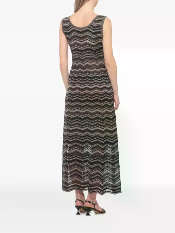 D.exterior Chevron-knit V-neck Maxi Dress