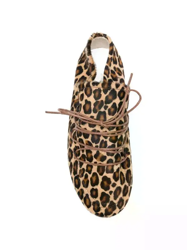 RIEN STUDIO Leopard-print Calf-hair Lace-up Sneakers