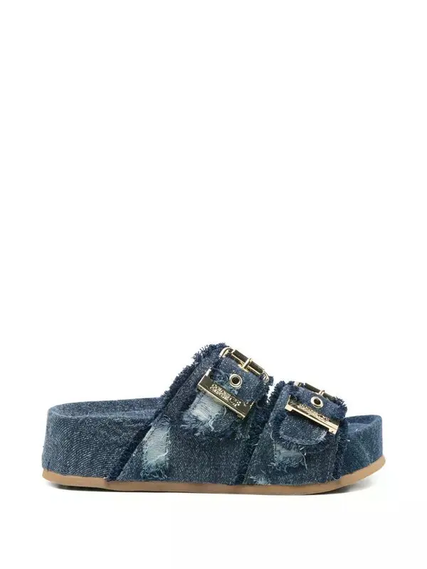 COLORS OF CALIFORNIA Distressed Buckle-fastening Sandals - Blue