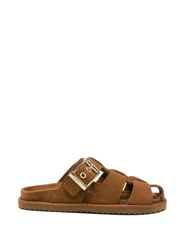COLORS OF CALIFORNIA Buckle-fastening Suede Caged Sandals - Brown