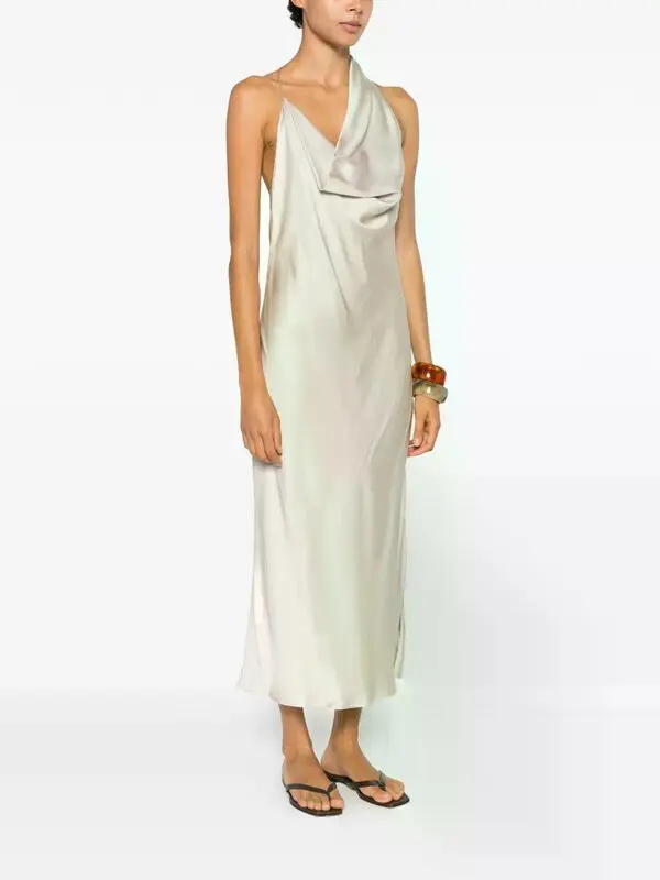 NINEMINUTES Cowl Neck Backless Midi Dress - Neutrals