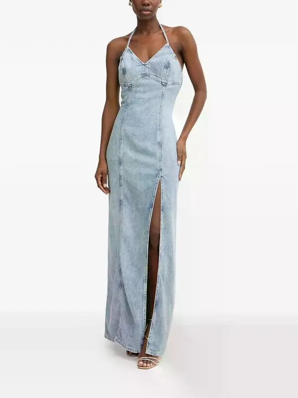 Guess Sleeveless Slit-detail Denim Maxi Dress