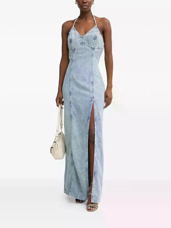 Guess Sleeveless Slit-detail Denim Maxi Dress