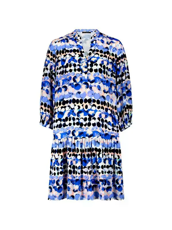 BETTY BARCLAY Abstract Print Tiered Midi Dress - Blue