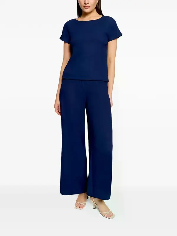 BETTY BARCLAY Textured Boat-neck Top - Blue