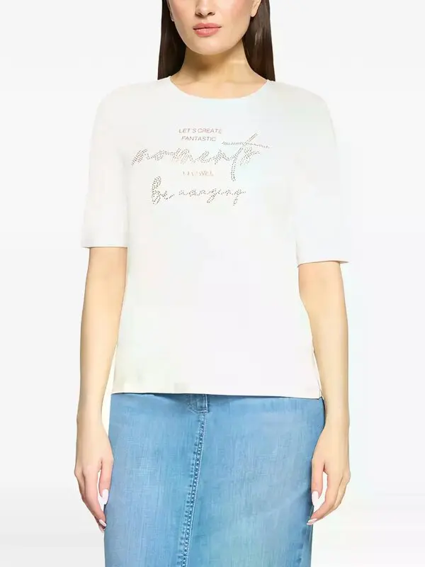 BETTY BARCLAY Rhinestone Embellished Slogan Print T-shirt