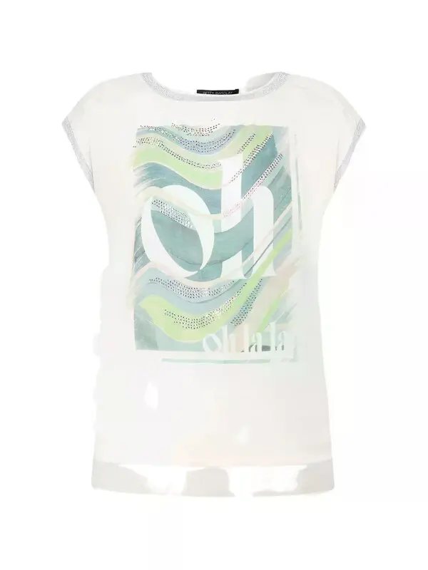 BETTY BARCLAY Graphic Print Rhinestone Embellished Top