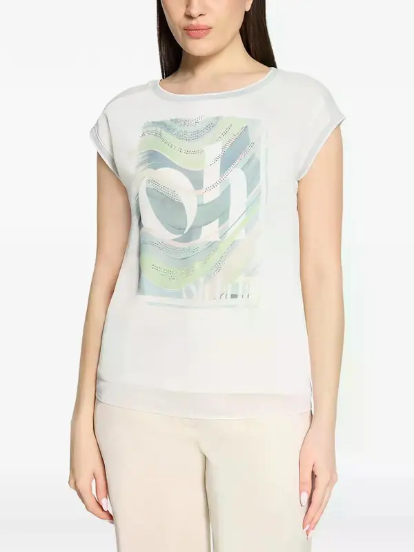 BETTY BARCLAY Graphic Print Rhinestone Embellished Top