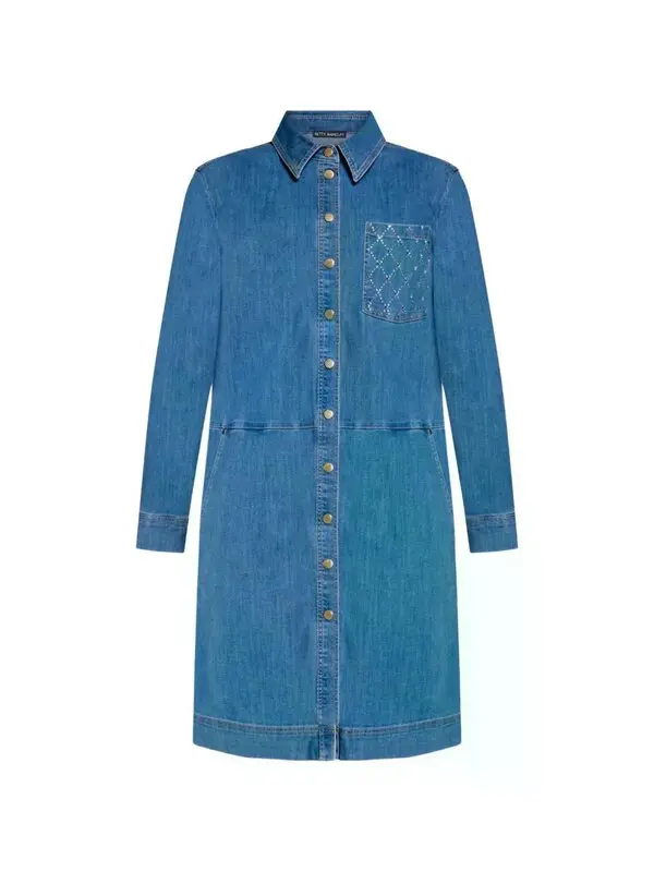 BETTY BARCLAY Embellished Pocket Long Sleeve Dress - Blue