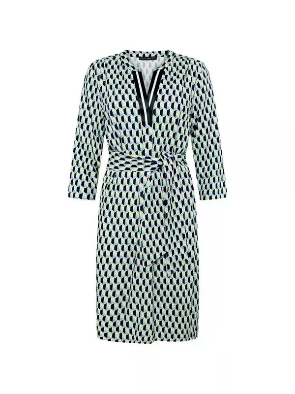 BETTY BARCLAY Geometric Print Belted Dress - Blue