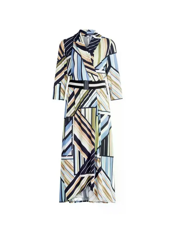 BETTY BARCLAY Geometric Print Belted Dress - Blue