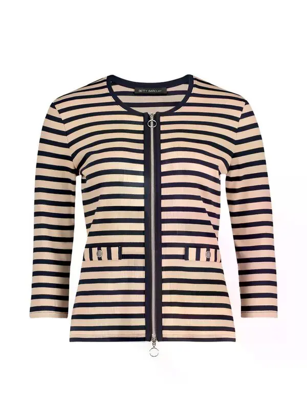 BETTY BARCLAY Striped Zip-up Sweater