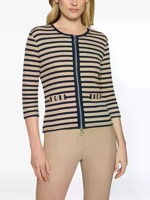 BETTY BARCLAY Striped Zip-up Sweater
