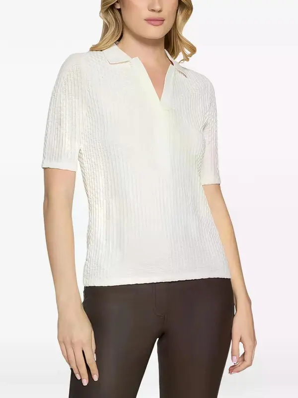 BETTY BARCLAY Textured Short-sleeve V-neck T-shirt - Neutrals