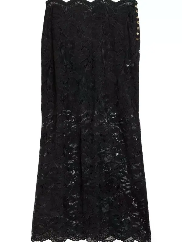 Rabanne Lace-overlay Button-detail Midi Skirt