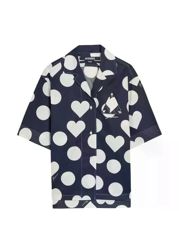 Jacquemus Marin Heart Print Polka Dot Shirt - Blue
