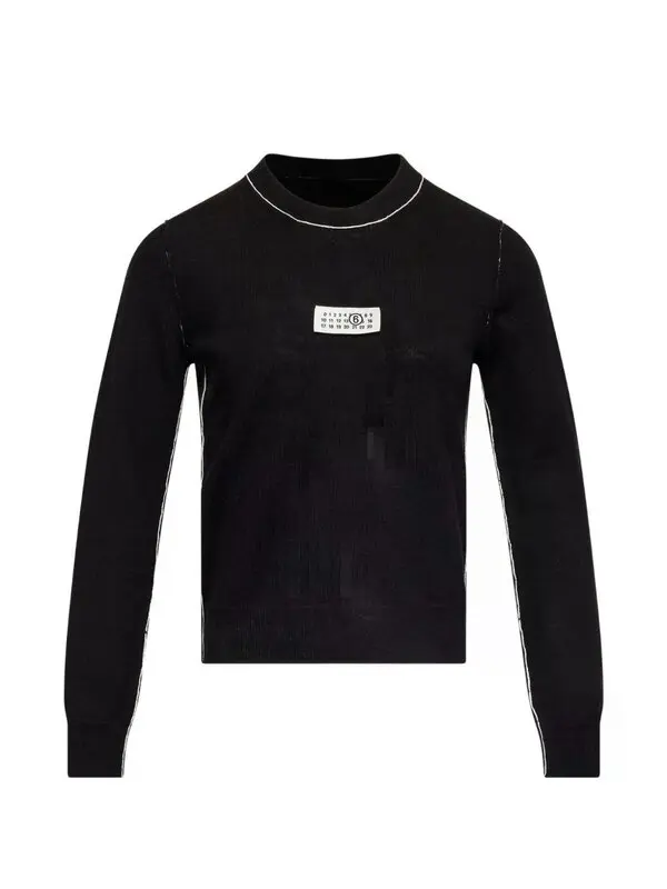 MAISON MARGIELA Contrast Trim Wool Blend Knit Jumper - Black