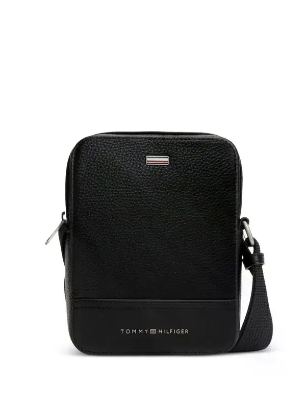 Tommy Hilfiger Grained Leather Shoulder Bag - Black