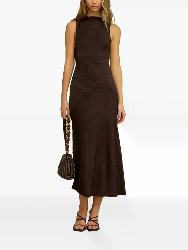Cult Gaia Fen Pleated Midi Dress - Brown