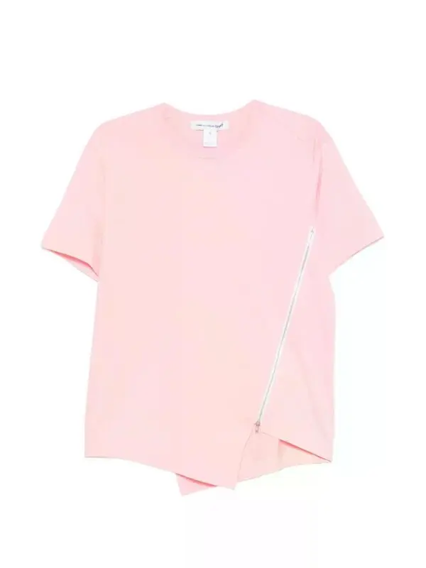 Comme Des Garçons Asymmetric Zip-detail T-shirt - Pink