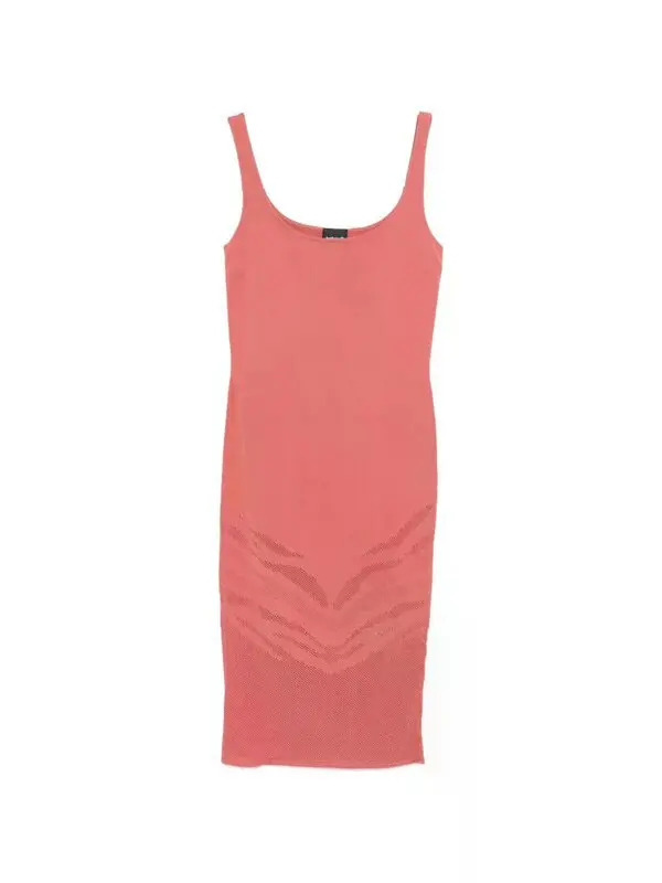 Just Cavalli Scoop Neck Perforated Detail Midi Dress - Pink