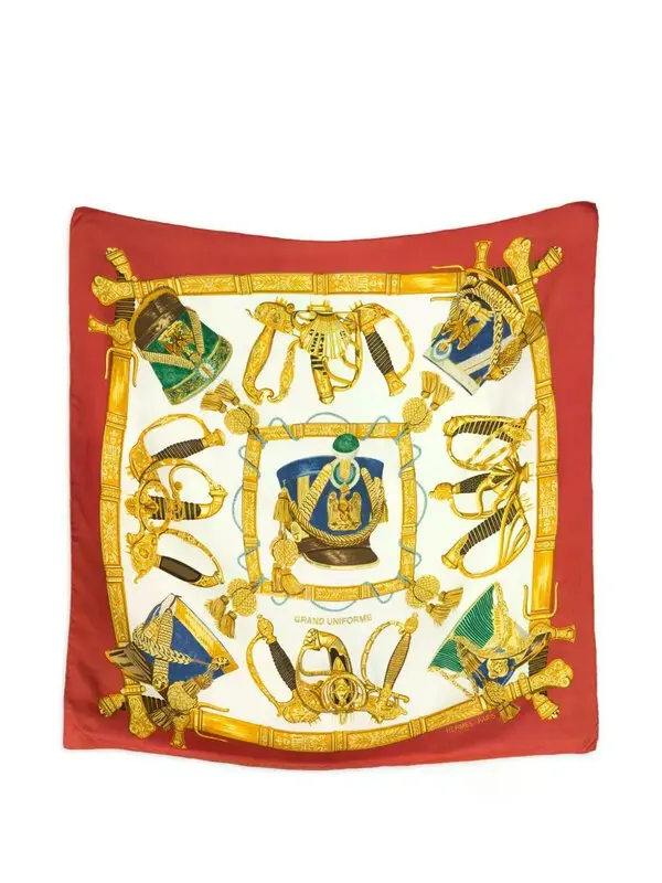 Hermès 1985 Grand Uniforme Silk Scarf - Red