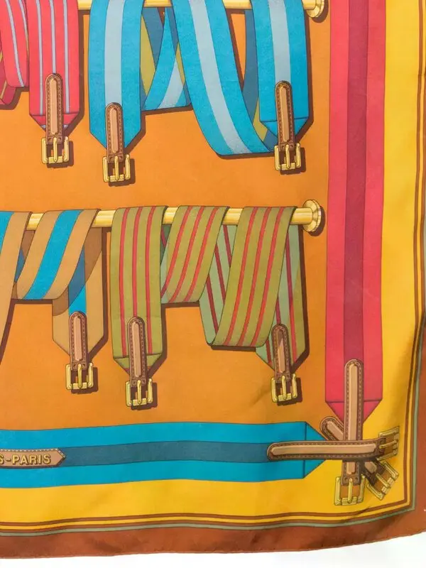 Hermès 1990 Les Sangles Silk Scarf