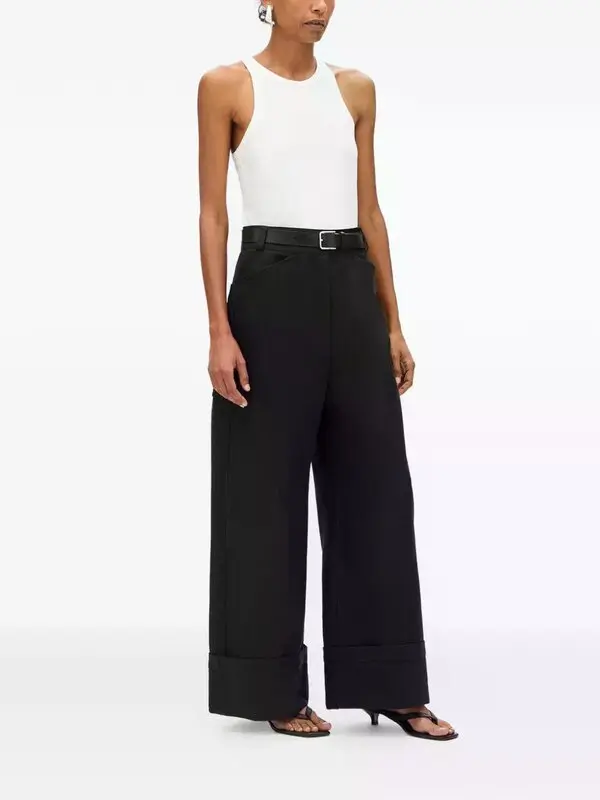 Another Tomorrow Cuffed Topstitched Trousers