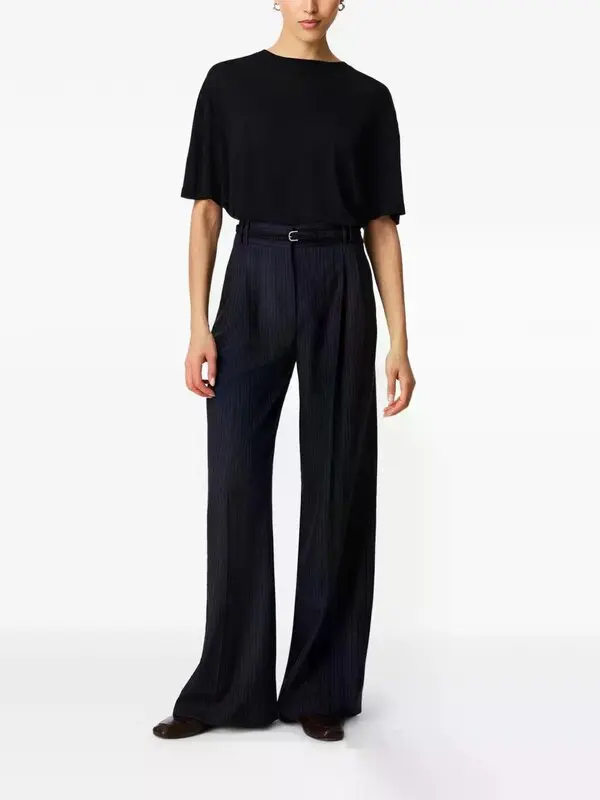 Another Tomorrow Pinstriped Pleated Trousers