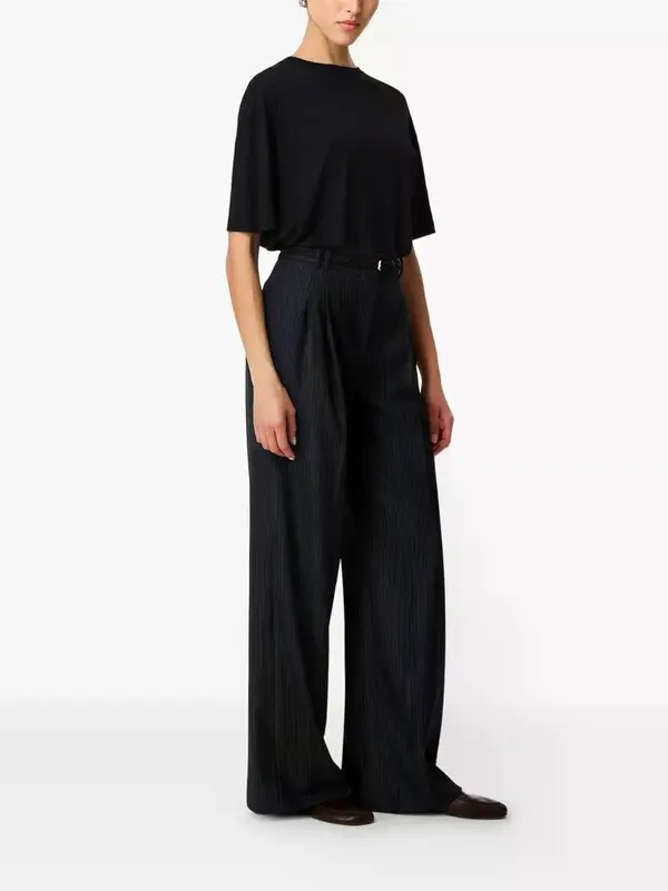 Another Tomorrow Pinstriped Pleated Trousers