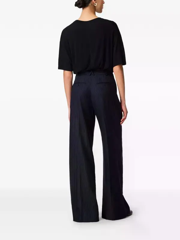 Another Tomorrow Pinstriped Pleated Trousers