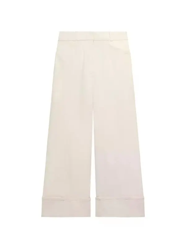 Another Tomorrow Wide Cuffed Hem Jeans