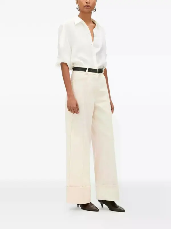 Another Tomorrow Wide Cuffed Hem Jeans