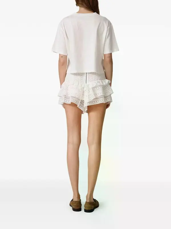 PNK Ruffled Lace-embroidered Shorts
