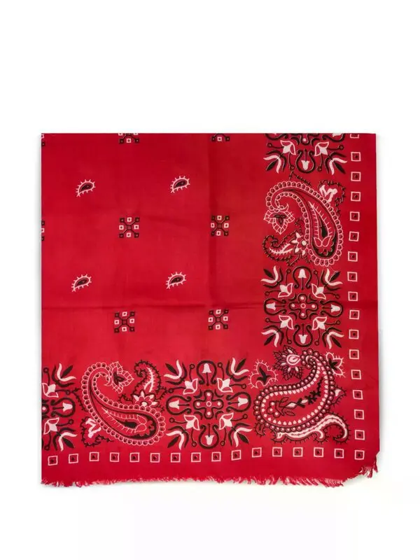 Manipuri Bandana-print Frayed Scarf - Red