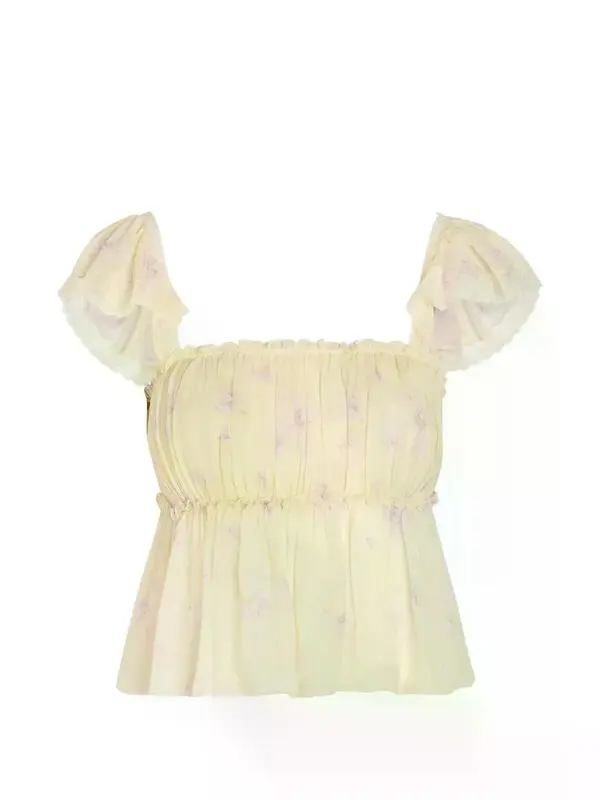 LoveShackFancy Siena Floral-print Blouse - Neutrals