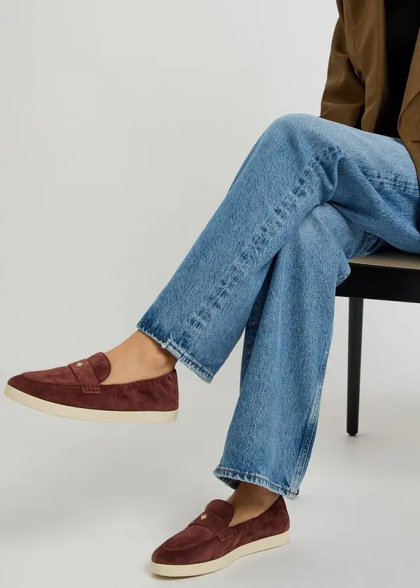 Tory Burch Suede Ballet Sport Loafers - Brown