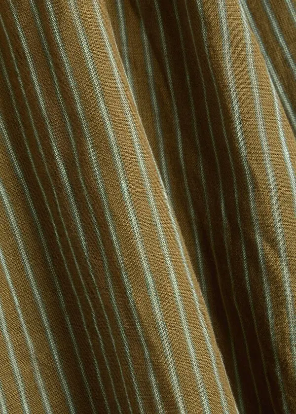 Staud Ayla Striped Linen Midi Dress - Green