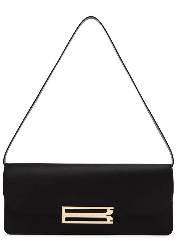 Victoria Beckham Dorian East-west Satin Clutch - Black