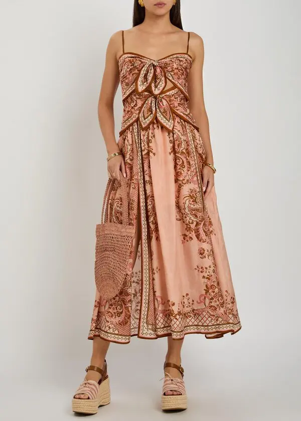 Zimmermann Aster Printed Silk Midi Dress - Pink