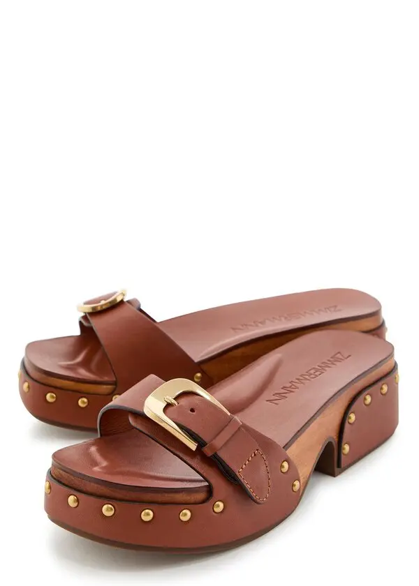 Zimmermann Leather Platform Mules With Stud Embellishments