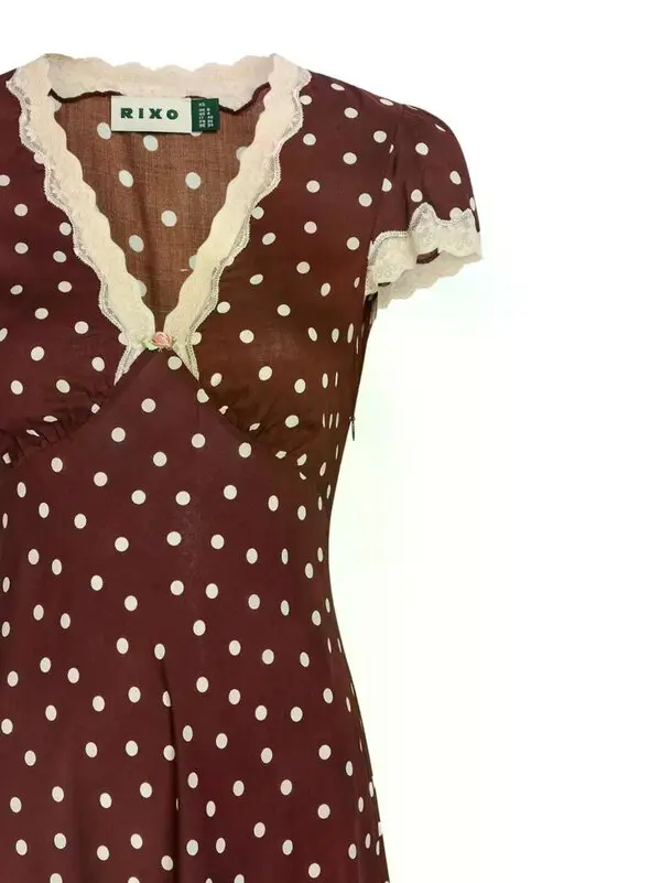 Rixo Cely Polka-dot Lace-trim Mini Dress